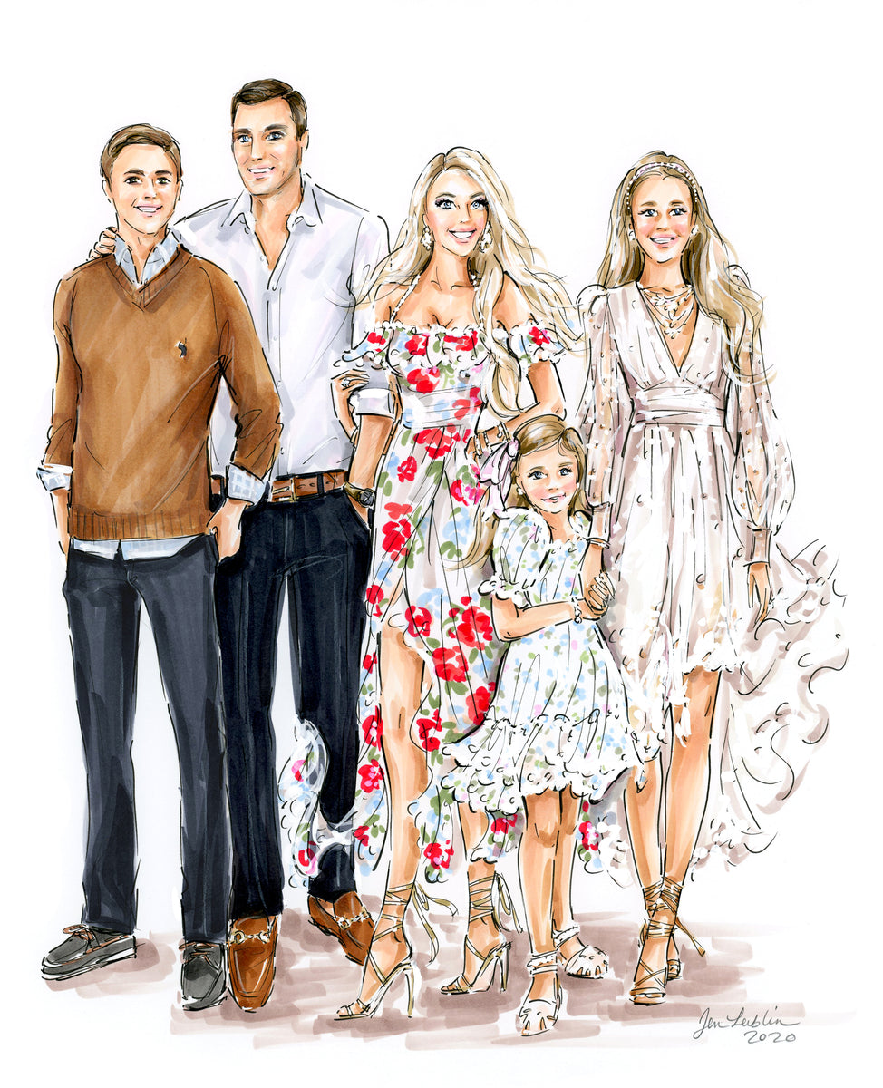 PREMIER Custom Group Illustration with Solid Background ~ 5+ Figures ...