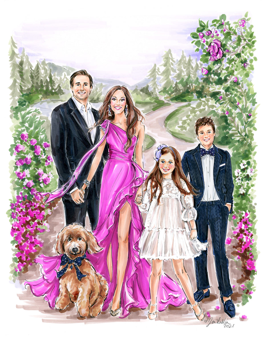 PREMIER Custom Group Illustration with Background ~ 5+ Figures (Starti ...