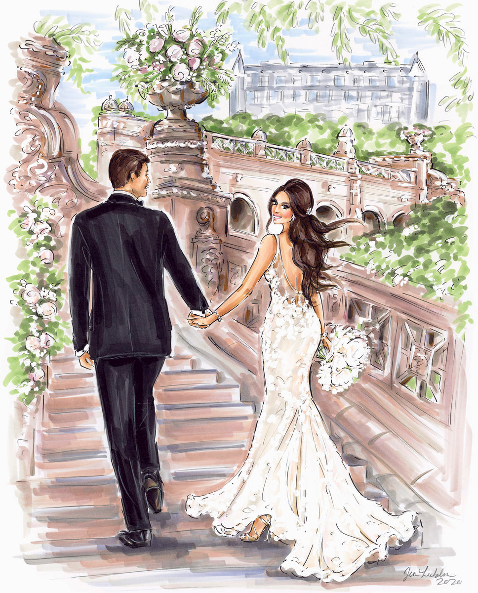 PREMIER Custom WEDDING Illustration - with Background (Starting at $2 ...